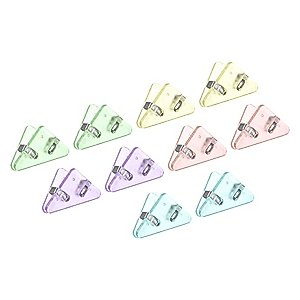 PATIKIL Multifunctional Document Clip,10Pcs Triangular Clips for Books Pages, Prevent Books Curling for Office, Reading Markers Clips, 5 Colors