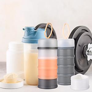 Ysglory 3 Packs Protein Powder Storage Container 4 Stackable Formula Dispenser Portable Protein Powder Travel Container Milk Powder Container to Go for Workout, Fitness, Travel (Pink,White,Blue)