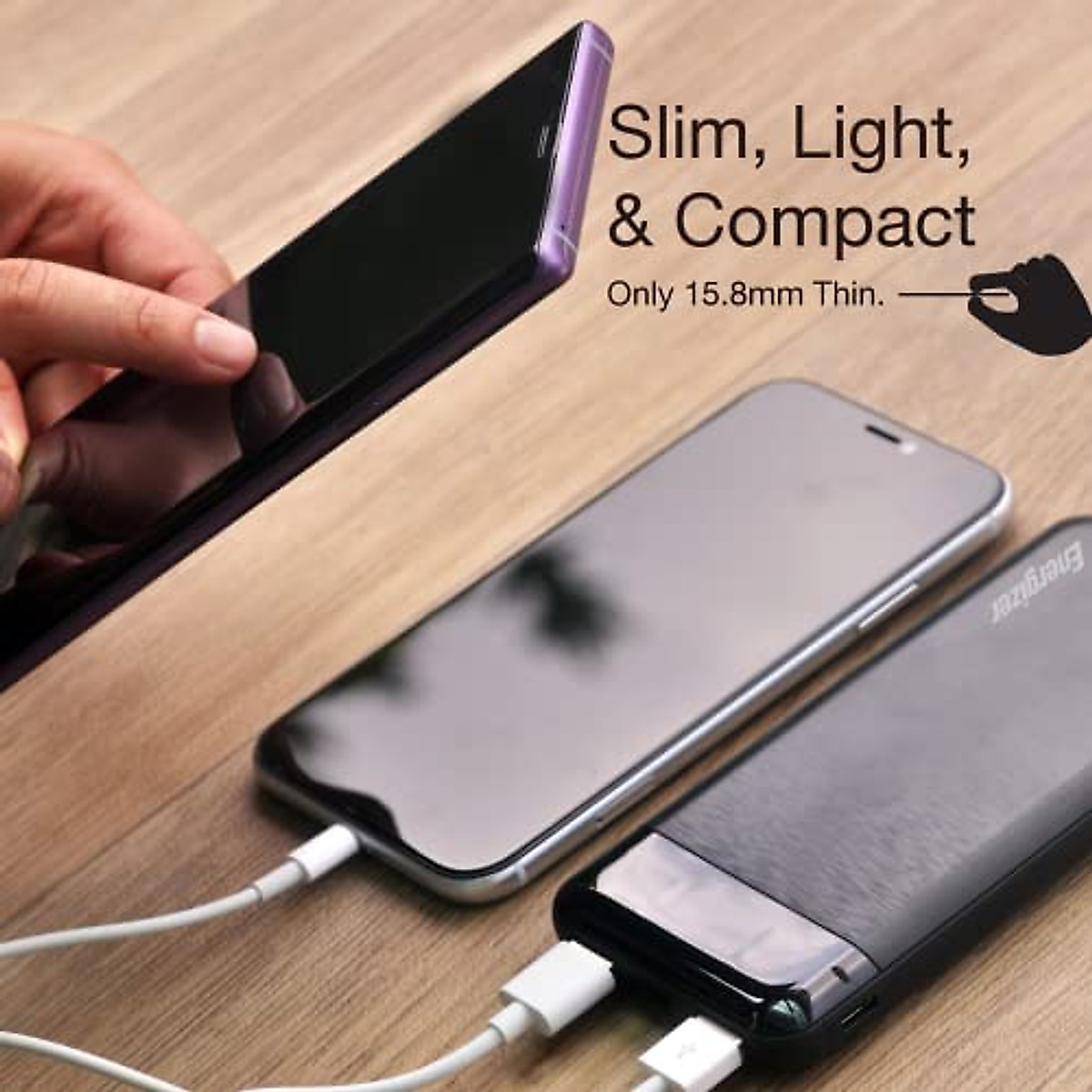 Energizer New Power Bank with LCD Indicator｜ 10000mAh Capacity Lithium Polymer｜ 2.1A High-Speed Charging｜ Dual Outputs｜Compatible with iPhone, Samsung, Tablet, and More.｜UE10058