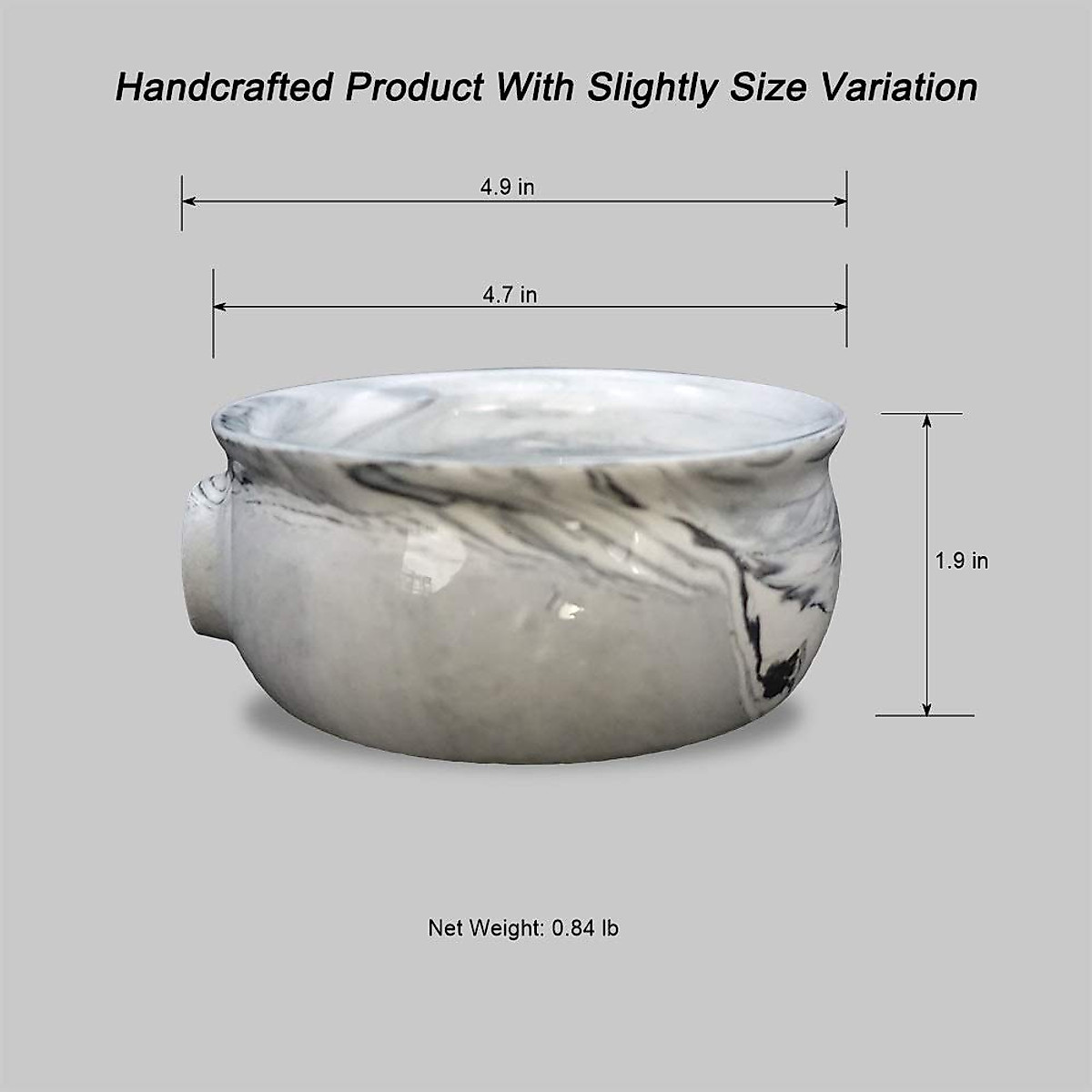 Bicrops Ceramic Shaving Soap Bowl For Men, Non-slip Handle, Wide Mouth, Large Capacity, Easier to Lather-White& Black