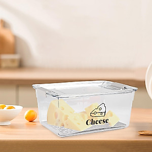 Yomjarl Cheese Container Airtight with Draining Basket Cream Cheese Sliced Cheese Box with Lid Cheese Saver for Fridge Cheese Keeper Cream Block Shredded Cheese Storage Box Saver Clear
