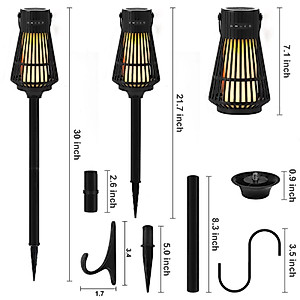 Outdoor Bluetooth Flame Speaker, LED Flickering Flame Effect Speaker with Torch Light, Portable Waterproof Wireless Speaker with Wall Mounted Hook&S Hook&Stake for Camping, Deck, Patio