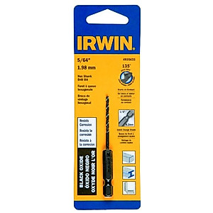 Irwin Tools 4935633 Black Oxide Hex Shank Drill Bit, 5/64-Inch