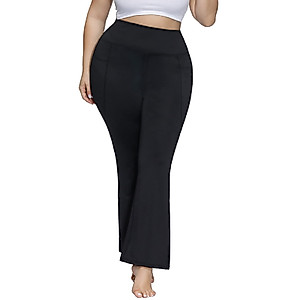 Hanna Nikole Workout Pants with Pockets High Waist Yoga Pants for Women Plus Size 24W Black
