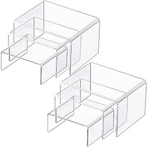 2 Sets Acrylic Display Risers, Clear Product Stand, Jewelry Display Riser Shelf Showcase Fixtures For Dessert Cupcake Candy Treat Action Figure Display