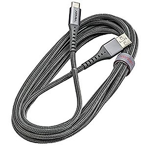 Ventev ChargeSync Braided Alloy USB Type-C Cable | USB A-C Charging Cord Fast Charging Up to 3A, USB-If Certified, Aluminum Housing, No-Fray Durability, 10Ft Steel Grey