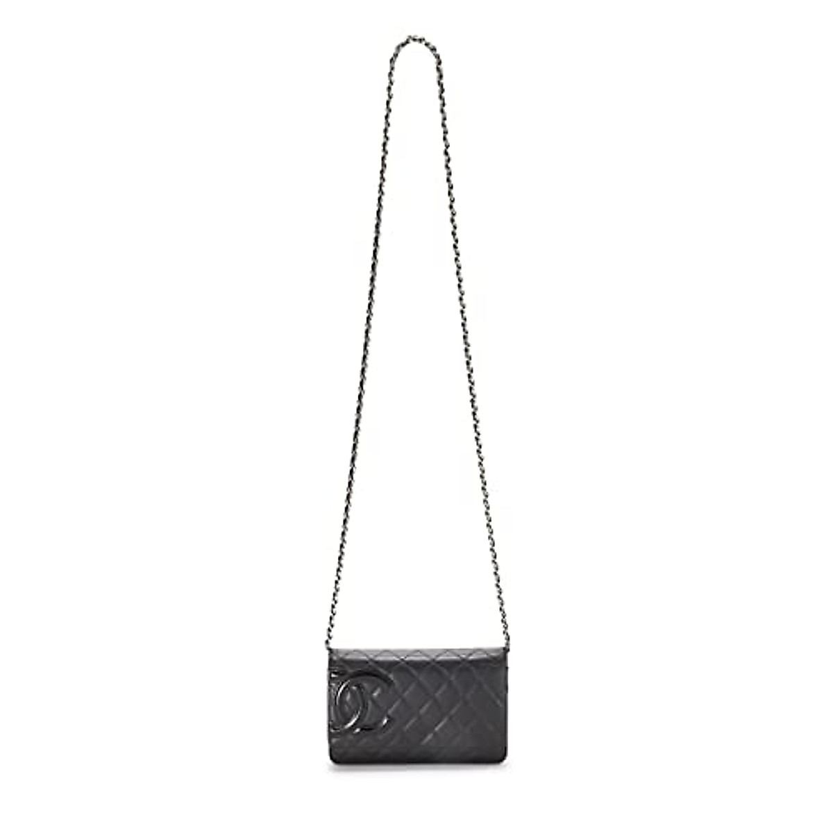 CHANEL, Pre-Loved Black Quilted Calfskin Cambon Wallet on Chain (WOC), Black