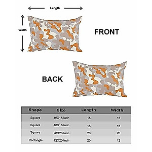 Throw Pillow Covers Camouflage Camo Orange Decorative Pillow Covers 12x20 Inch Set of 4 Grey Farmhouse Style Linen Pillow Case Cushion Cases for Couch Sofa Bedroom Living Room Home Decor