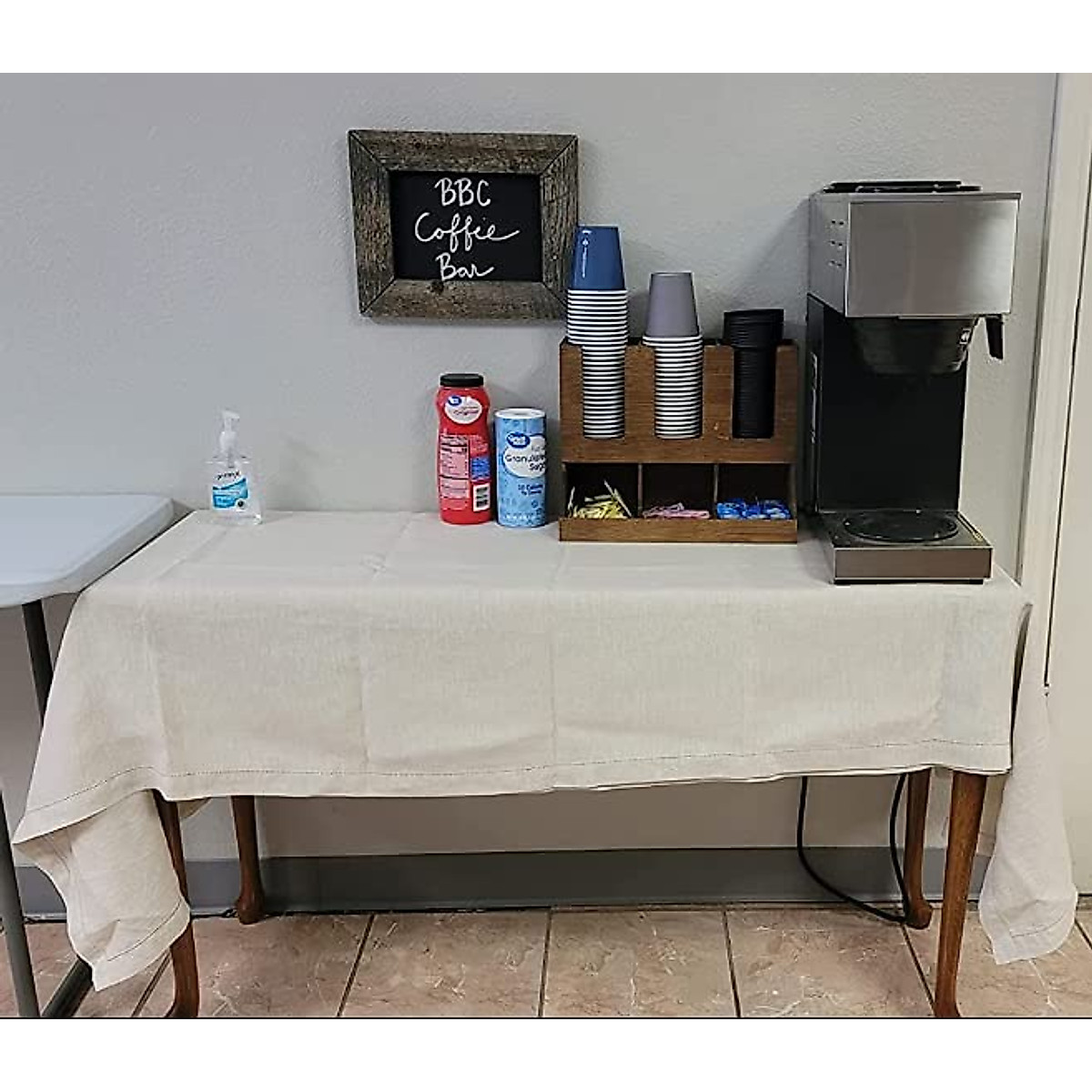 EVERLY Linen Hemstitch Tablecloth, 100% Stonewashed French Linen TableCloths for 6-Foot Rectangle Tables 60x84 Inches, Washable Thanksgiving Tablecloths, Decorative Halloween Table Cloth