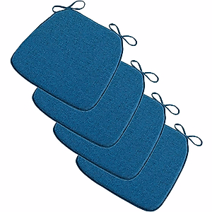 Dining Chair Pads ,Set of 4 U-Shaped Kitchen Chair Cushions Indoor Outdoor Seat Cushions with Ties for Dining Room ( Color : Blue , Size : 40*42cm )