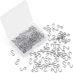 YUMIHAN 100 Pieces 0.55 Inch Stainless Steel with Storage Box Small S Metal Hooks,for Hanging Jewelry Christmas Ornament Metal S Shaped Wire Hook Kits DIY Hanger Ornament Crafts Hook (Silver)
