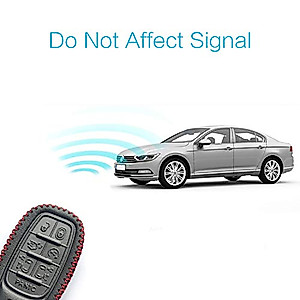 MECHCOS Compatible with fit for 2017 2018 2019 Chrysler Pacifica 7 Buttons M3N-97395900 Leather Case Key Fob Cover Keyless Remote Start Control Holder Protector