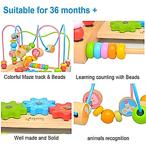 Bead Maze for Babies 6-12 Months,Wooden Educational Abacus Beads Circle Toddler Toys - Colorful Roller Coaster Activity Game,Great Gift for Babies Toddlers Girls and Boys