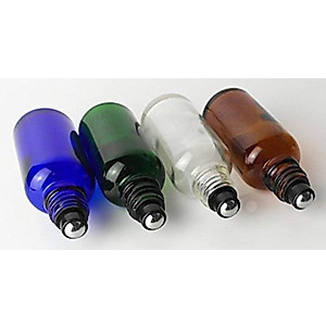 ericotry 4Pcs Brown Glass Roll-on Bottles Empty Refillable Glass Roller Bottles with Stainless Steel Roller Balls and Black Cap for Essential Oil Perfumes Lip Balms Attar Container size 30ml/1oz