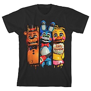 Five Nights at Freddy’s Characters Pins Boy’s Black T-Shirt-S