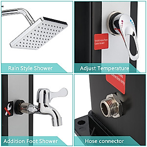 VINGLI 10.6 Gallon Solar Heated Showe with Shower Head, Handheld Showerhead and Foot Shower Tap for Poolside Backyard Beach Pool Spa