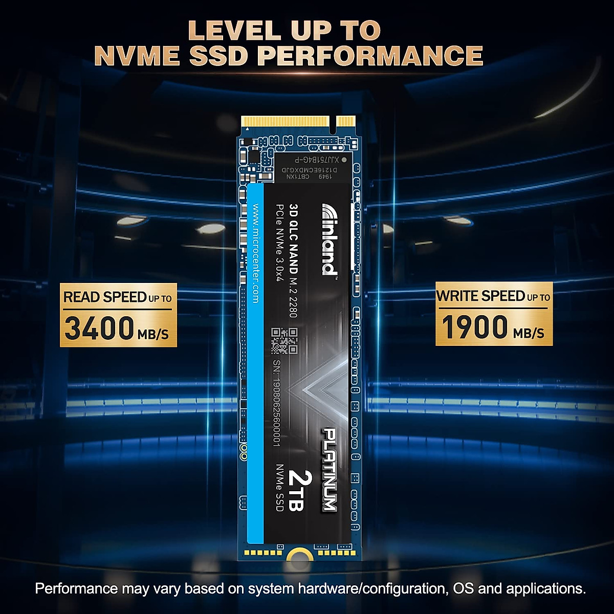 INLAND Platinum 2TB SSD NVMe PCIe Gen 3.0x4 M.2 2280 3D NAND Internal Solid State Drive, R/W up to 3,400/3,000 MB/s, PCIe Express 3.1 and NVMe 1.3 Compatible, Utimate Gaming Solutions (2TB)