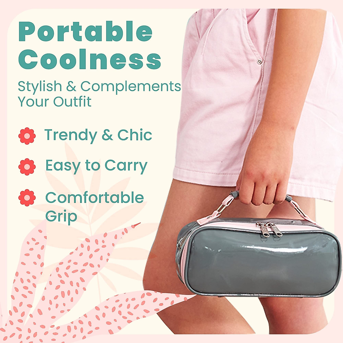 OMBU Pencil Pouch for Girls - Pink Pencil Case for Girls - Pencil Bag - Cute Pencil Case for Girls - Kawaii Pencil Case - Pencil Box for Girls - Pink Pencil Case Aesthetic (Grey & Pink)