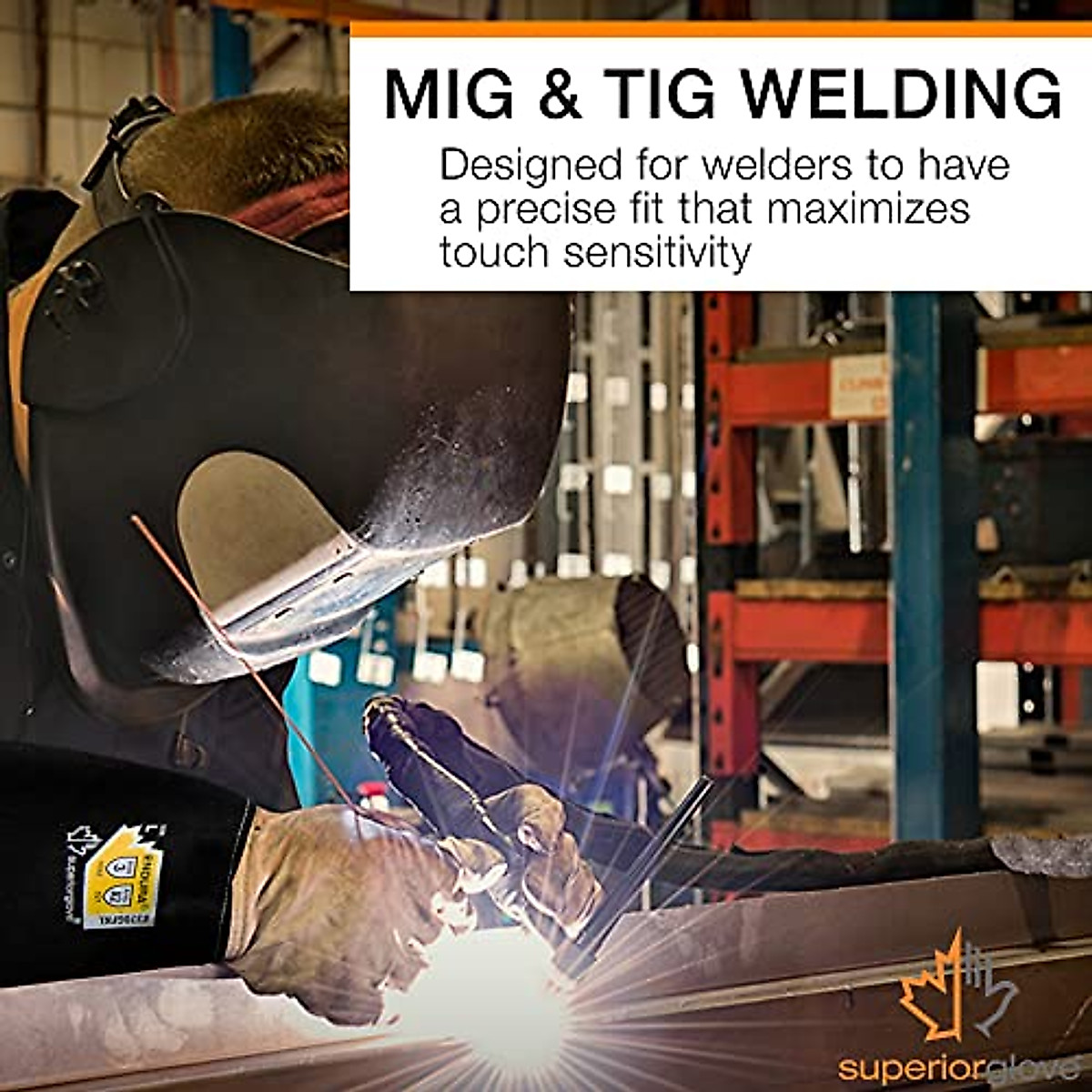 Superior 370GFKLL Precision Arc Goatskin Leather TIG Welding Glove with Kevlar Lining, Work, Large (Pack of 1 Pair)