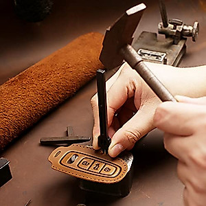 3W Key Fob Cover Case Compatible for Nissan Genuine Leather Remote Fob Cover with Keychain Soft Leather 360° Protection for Nissan, 5 Buttons - Ocea Blue