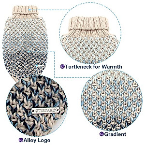 cyeollo Medium Dog Sweater Turtleneck Knitted Dog Sweaters Soft Knitwear Gradient Color Warm Winter Dog Clothes Pet Apparel for Dogs