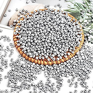 Glass Seed Beads 150Gram 2mm 12/0, 10000pcs Antique Silver Loose Pony Beads Mini Opaque Spacer Beads for Ring Bracelet Earring Necklace Jewelry Making DIY Art Crafts