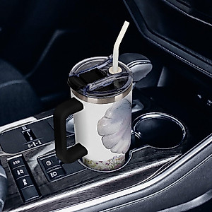 40 Oz Cute Baby Elephant Insulated Stainless Steel Tumbler with Handle & Straw Lid, Reusable Travel Cupholder Friendly Mug for Coffee, Water, Tea