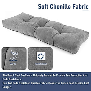 ROFIELTY Bench Cushion 42 inch, Non Slip Thicker Patio Furniture Cushions, Durable Outdoor/Indoor Bench Seat Pads (42x16x4 inch, [ Indoor ] Silver Gray)