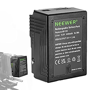 Neewer V Mount/V Lock Battery,94.7Wh 14.8V 6400mAh Mini Lightweight Rechargeable Lithium Battery for Broadcast Studio Video Camcorder, Compatible with Sony HDCAM XDCAM Digital Cinema Cameras, BP-V95