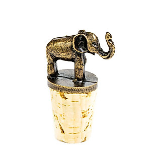 Elephant Antique Brass and Cork Bottle Stopper
