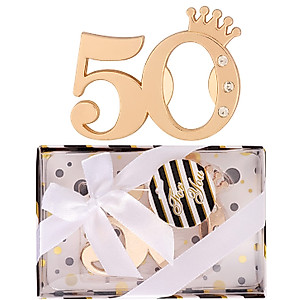 24 Pack 50th Birthday Party Favors Bottle Opener-Black and Gold 50th Birthday/Wedding Anniversary Party Souvenir Keepsake for Guest,50 Birthday Party Decor Supplies (Black 50, 24)