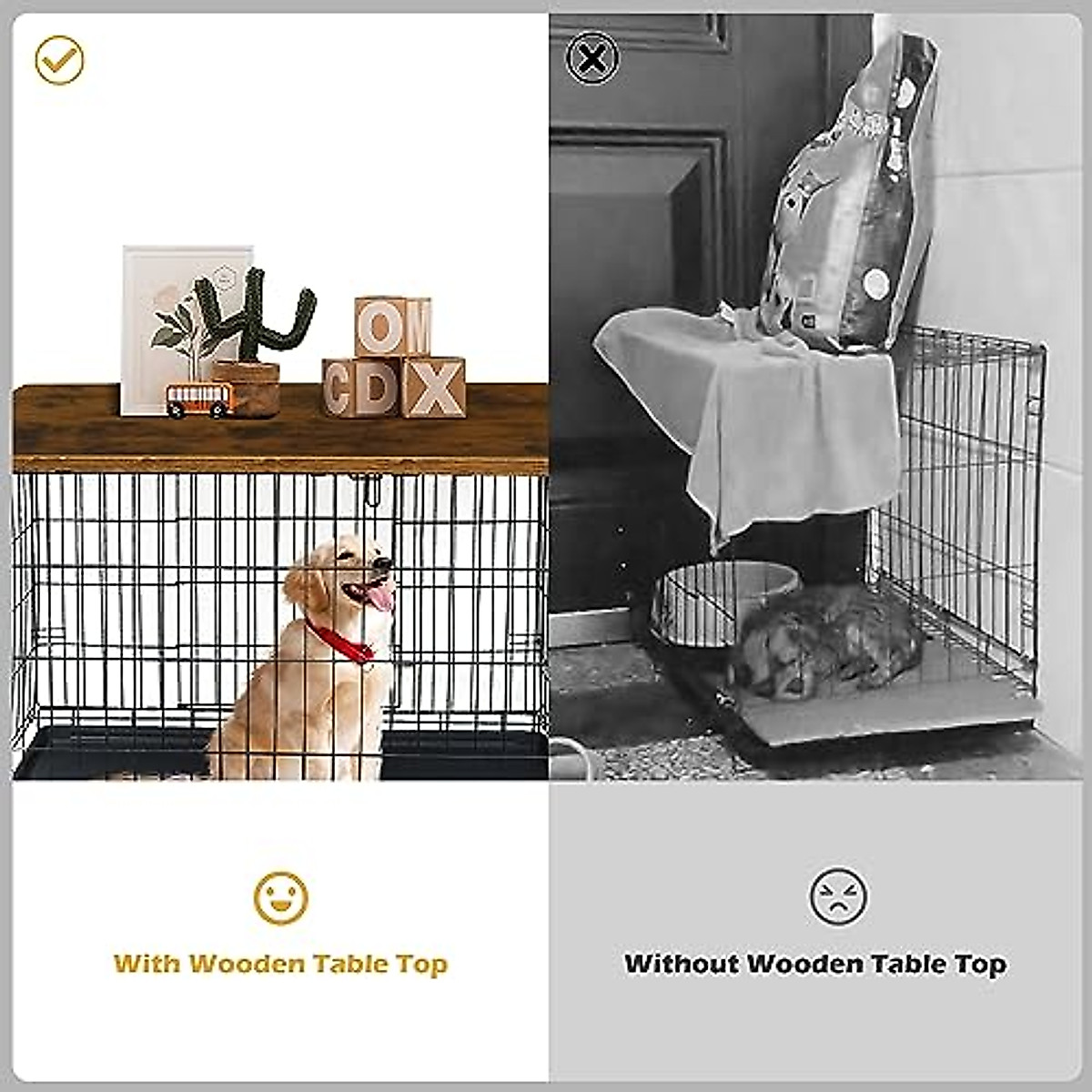 Deblue 42in Dog Crate Topper, Dog Kennel Table Topper, Rustic Style Decorative Dog Crate Topper for Small and Large Dogs