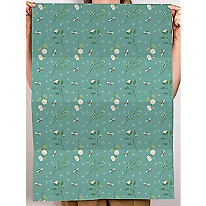 CENTRAL 23 Floral Wrapping Paper For Women- 6 Sheets Green Gift Wrap Paper - Wedding Gift Wrapping Paper - Flowers and Bees - Comes With Fun Stickers