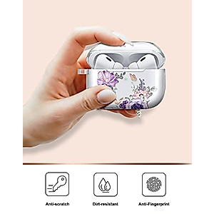 JIAXIUFEN for Airpods Pro 2nd Generation Case Cover Gold Glitter Butterfly Design Protective TPU Skin for Women Girl with Keychain Compatible with AirPods Pro 2019/Pro 2 Gen 2022 Flower Purple