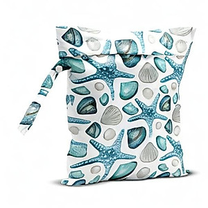 zcyxuuw Wet Bag, Wet Dry Bag, Wet Bag for Swimsuit, Travel, Beach, Pool, Diapers, Dirty Yoga Gym Clothes, Makeup Bag, Beach Wedding Supplies, Waterproof Reusable Shell Pearl Starfish Whale