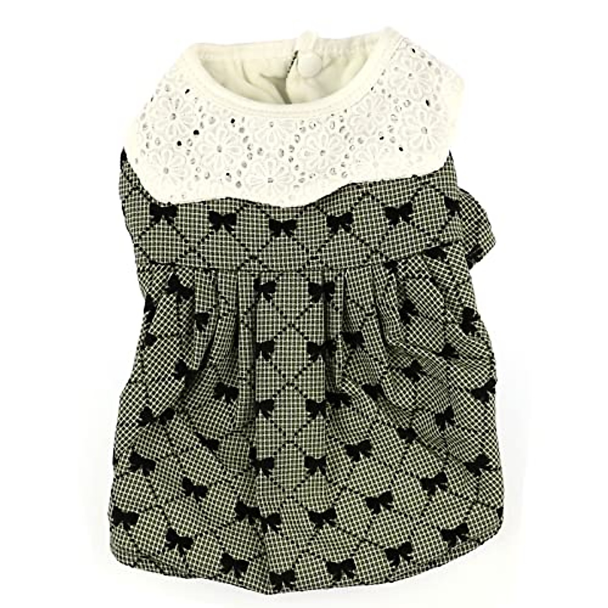 Toysructin Dog Girl Dresses Clothes with Sleeves, Lace Lapel Pet Princess Dress Bowknot Puppy Clothes for Spring Autumn, Comfortable Breathable Dog Shirt Skirt Apparel for Small Medium Large Cats Dogs