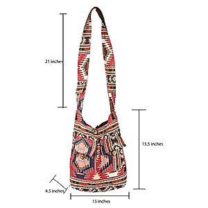 Tribe Azure Hobo Oversize Shoulder Bag Messenger Crossbody Aztec Purse Travel Shopping Beach Market Casual