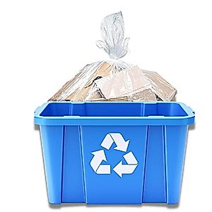 Plasticplace 18 Gallon Clear Recycling Trash Bags │ 1.2 Mil Garbage Can Liners │ 26"x16"x27’’ (200 Count)