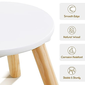 Beright Wooden Step Stool for Kids, Children's Stool Perfect Matched Sensory Table, 9 Inch Sturdy Sitting Stool with Assembled Four-Legged, 2 Pack