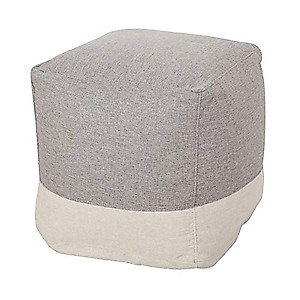 Christopher Knight Home Tattnall Contemporary Two Tone Fabric Cube Pouf, Gray, Beige