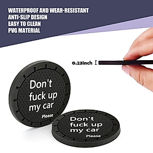 UGSHY 2 PCS Car Cup Hoder Coaster, 2.75" PVC Non-Slip Insulated Honeycomb Coaster Decoration, Don't Fuck up My car Coasters, Universal Interior Accessories for Most Cars (Black)