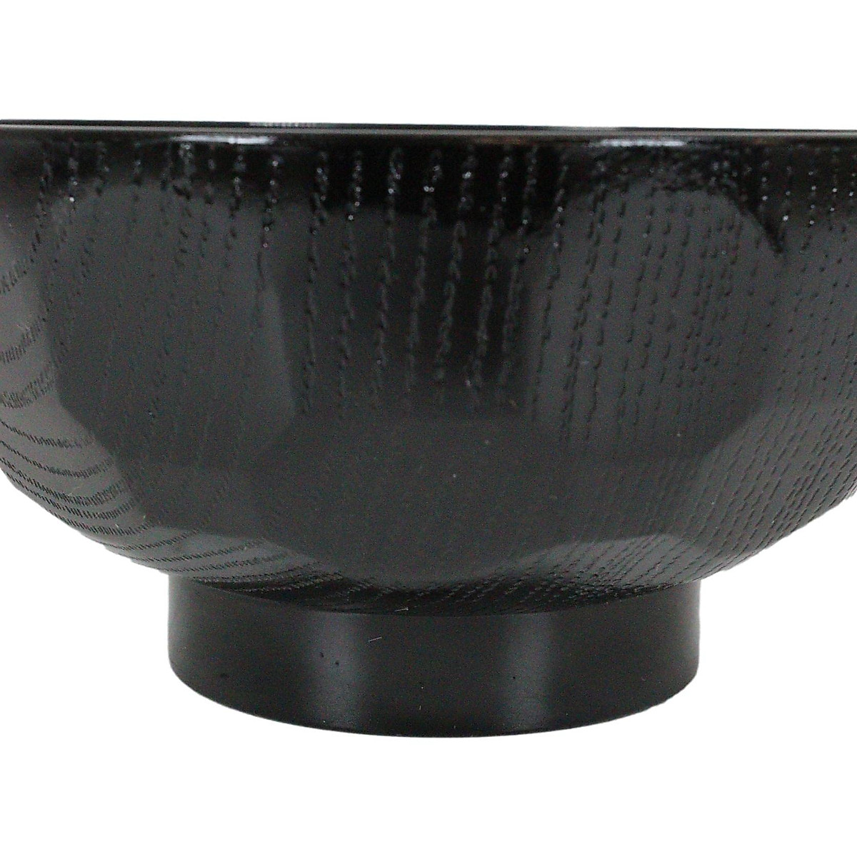 Ebros Gift Japanese Contemporary Black Lacquer Ridged Bowls For Rice Miso Appetizer Soup 4.5" Diameter Made In Japan Decorative Bowl Set of 6 Lacquered Serveware For Restaurants Home Kitchen Gifts