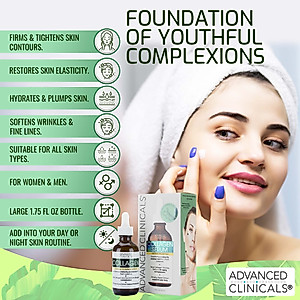 Advanced Clinicals Collagen Serum For Face | Collagen Face Serum For Skin Tightening Helps Lift, Plump, & Firm Sagging Skin | Serums For Skin Care | Anti Wrinkle Boost, Fragrance Free, 1.75 Fl Oz