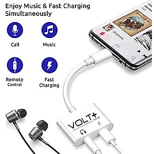Volt Plus Tech USB C to 3.5mm Headphone Jack Audio Aux & C-Type Fast Charging Adapter for Samsung Galaxy S22/S21/S20/Ultra/Plus/Note 10/20 with C-Port