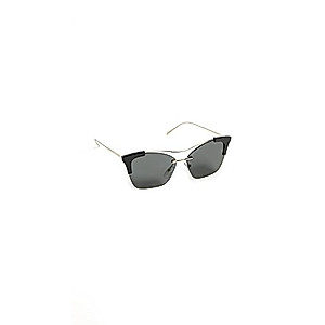 Prada PR 21US KUI5S0 Black/Gold Plastic Cat-Eye Sunglasses Grey Lens