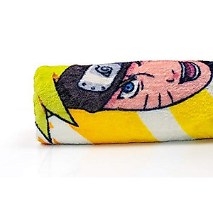 JUST FUNKY Naruto with Kanji Symbols Large Anime Fleece Throw Blanket | Official Naruto Throw Blanket | Collectible Anime Throw Blanket | Measures 60 x 45 Inches