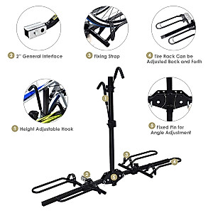 Goplus 2-Bike Hitch Mount Rack Hitch Mounted Bike Carrier Foldable Receiver 2"
