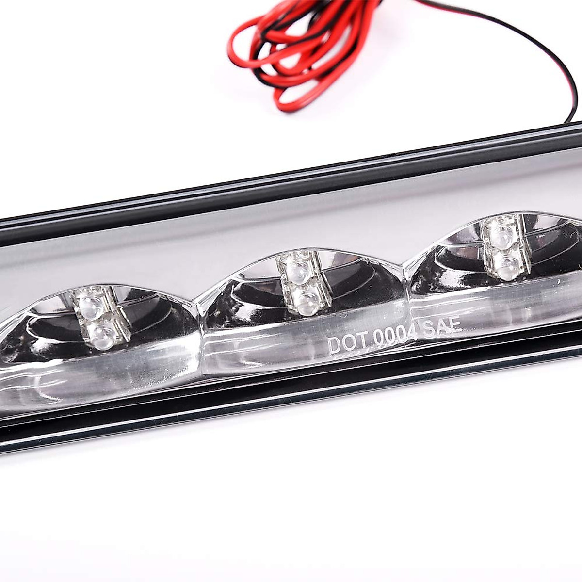 CNNELL Truck Cap Third Brake Light Clear lens Red LED Replaces AT-LED-36R 3rd Brake Tail Light Lamp (clear lens chrome housing)