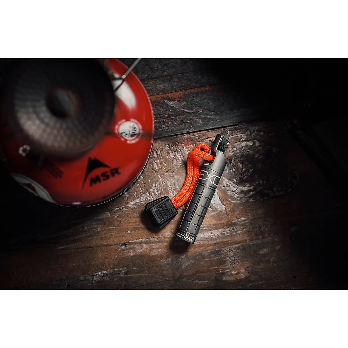 Exotac nanoSPARK Ultra-Compact Fire Starter with One-Handed Operation High-Spark Flint Wheel and Waterproof Storage Compartment Holds quickLIGHT Tinder and Up to 5 Replacement Flints