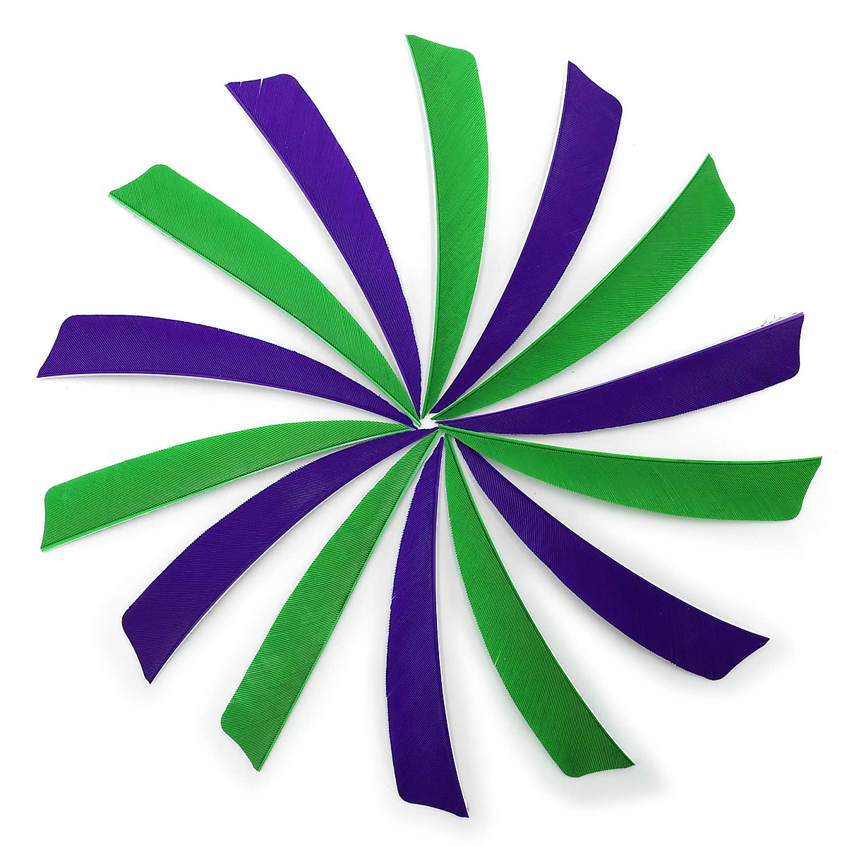 Obert Archery 60pcs Arrow Feathers 4 inch Hunting Arrows Fletching Right Wing Green Purple Shield Cut